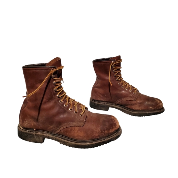 Red Wing Shoes | Shoes | Vintage Red Wing Brown Leather Laceup Combat ...